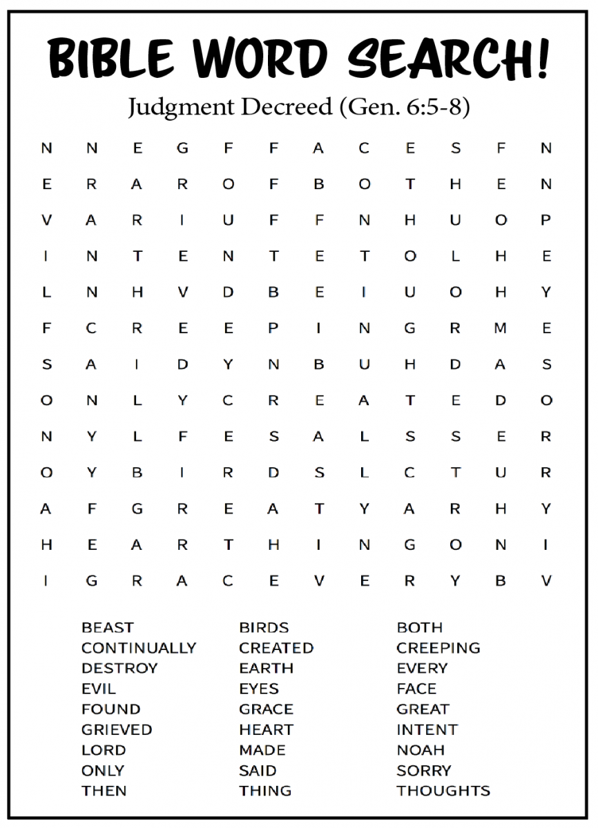 Word Search: Judgment Decreed (Genesis 6:5-8) - Bulletin Digest