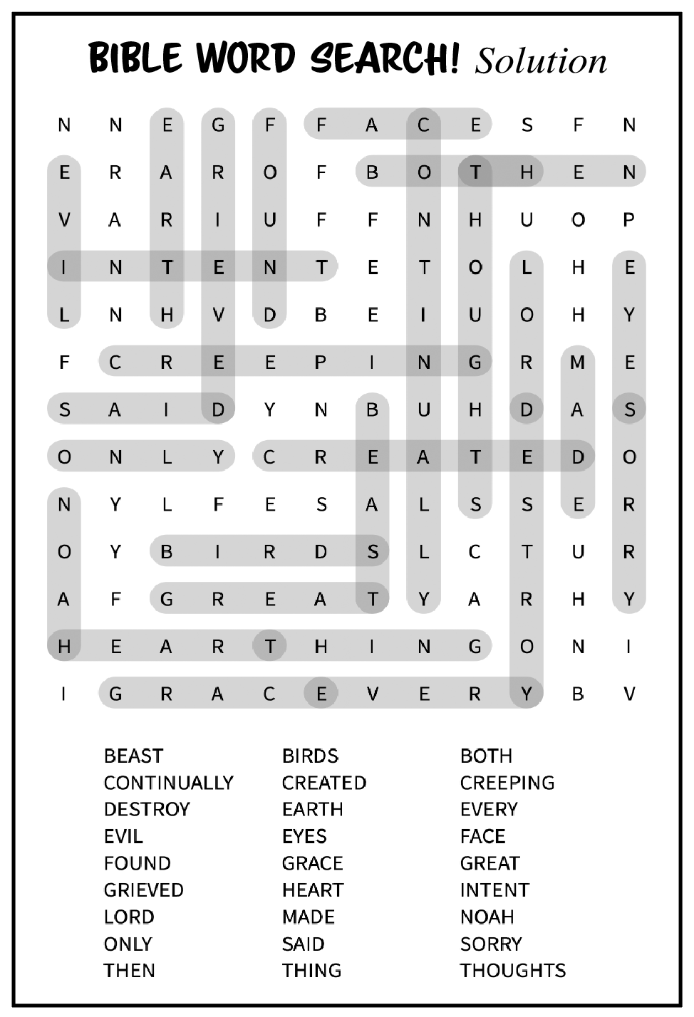 Word Search: Judgment Decreed (Genesis 6:5-8) - Bulletin Digest