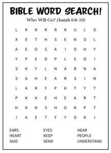 Word Search: Who Will Go? (Isaiah 6:8-10) - Bulletin Digest