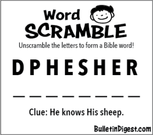 Bible Word Scramble: Shepherd - Bulletin Digest