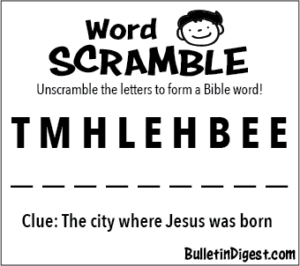 Bible Word Scramble: Bethlehem - Bulletin Digest